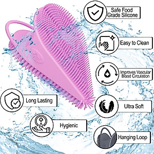 Avilana Silicone Face Scrubber- Dual Sided Manual Facial Cleansing Brush -Face Scrubber and Exfoliator- Deep Cleansing for All Skin Type (Lavender)