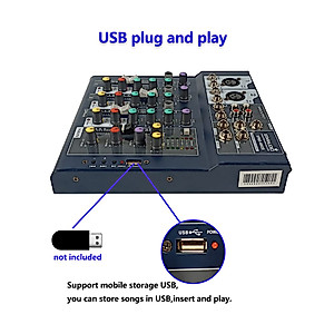 Professional Audio Mixer, STARAUDIO 4-Channel Mixing Console with USB Audio Interface, Stereo Equalizer, 16 DSP Effects, Ideal for Stage, Live Gigs, and Karaoke SPMX4002B
