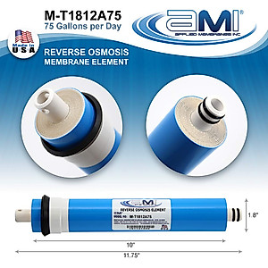 APPLIED MEMBRANES INC. 75 GPD Reverse Osmosis Membrane | RO Membrane Water Filter Replacement for Reverse Osmosis Water Filtration System | 1.8” x 12” Universal Compatibility | Made in USA