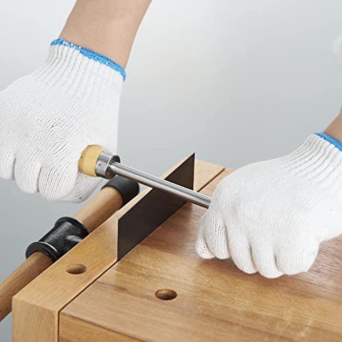 HERMIT TOOLS Cabinet Scraper Burnisher with 4 Piece Multi-Shaped Scraper Set 2 Rectangle 1 Curved (Convex and Concave) and 1 Gooseneck Scraper