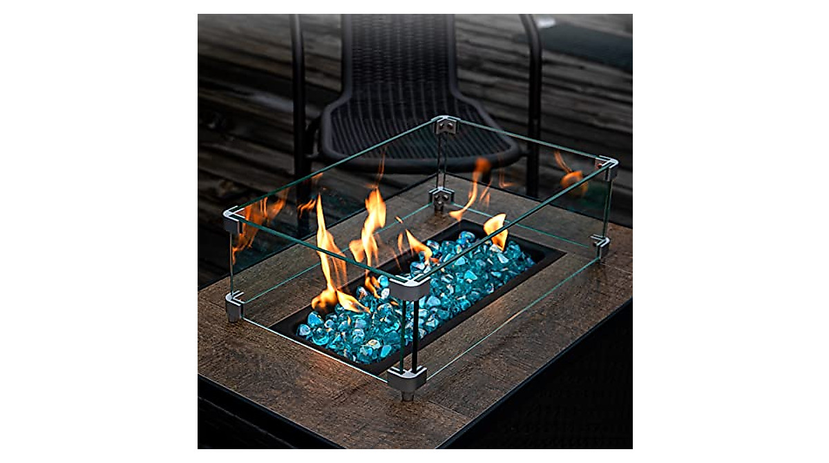 GASPRO 20 lb Fire Glass Diamonds Caribbean Blue – Sparkling Fire Pit Rocks