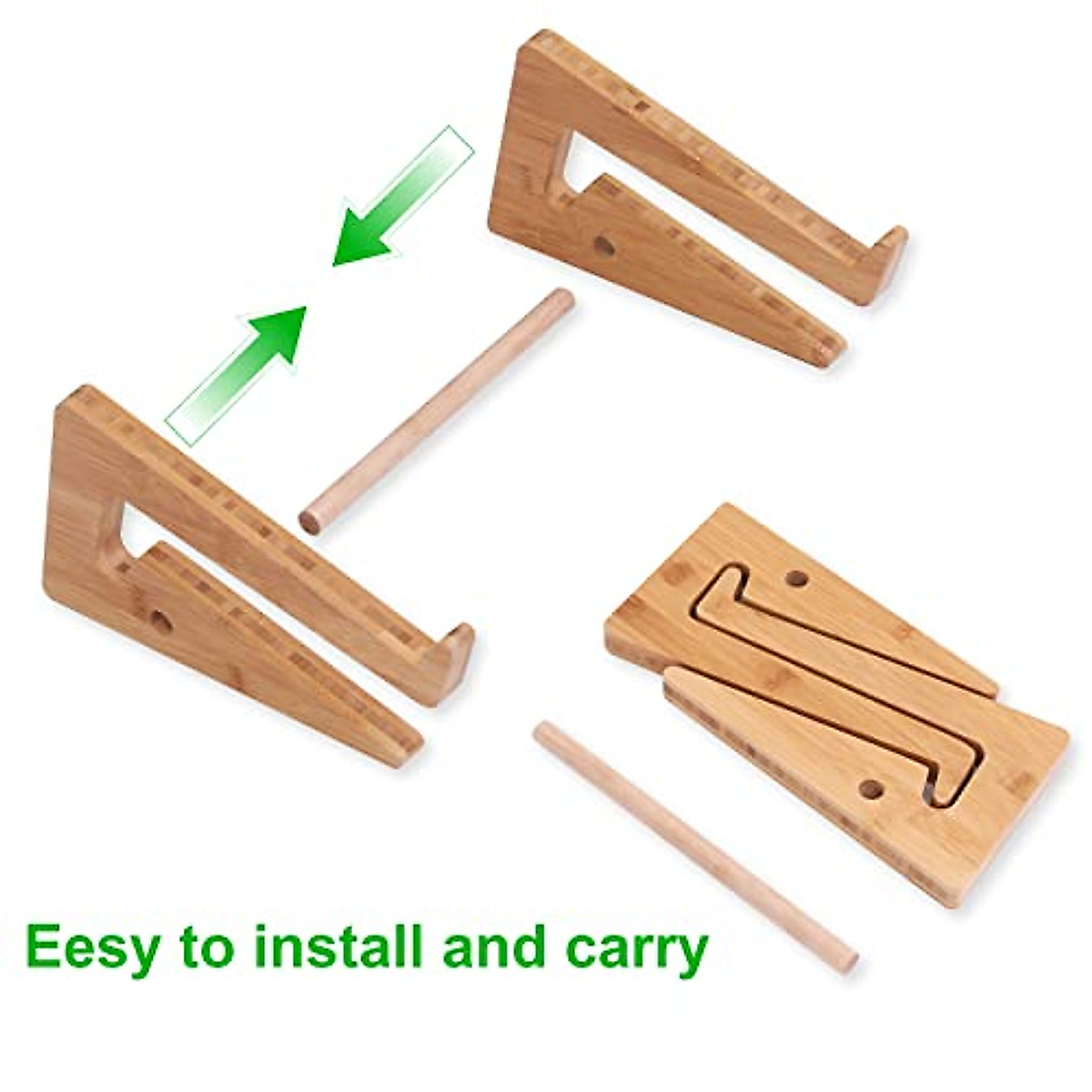 SINORHEMA Wooden Laptop Stand for Desktop, Wooden Vertical Laptop Stand for Mackbook Air Stand, Bamboo MacBook Dock Stand, Wood Computer Stand for Laptop 11-17inch