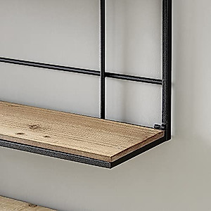 FirsTime & Co. Natural Edgewood Arch Wall Shelf, Wall Mounted Floating Shelf for Bedroom, Kitchen, Living Room, Bathroom, Home Office, Wood, 23.5 x 6.25 x 34 inches