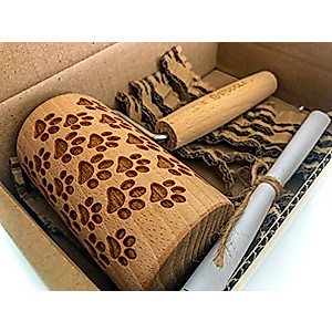 Rolling Pin Embossed With DOG PAWS Pattern For Baking Engraved cookies Size Roller 4 inch