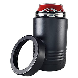 Gadsden Flag Don't Tread On Me - DTOM Double Walled Stainless Steel Insulated Can Cooler – Holds 12 or 16 oz Cans or 12 oz Bottles - Two-Sided Engraving - Includes USA Flag Sticker (Gadsden Flag)