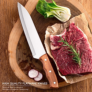 feng&feng 8-Inch Chef's Knife - Stainless Steel Blade, Wood Handle, Three Rivets - Sharp, Durable Kitchen Knife