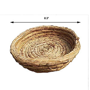 Orgrimmar 2PCS Handmade Woven Flat Base Straw Bird Nest Breeding Nest Hatch House Cage for Dove, Pigeon, Parrot, Rabbits, Hamster, Gerbil Guinea Pig, Chinchillas