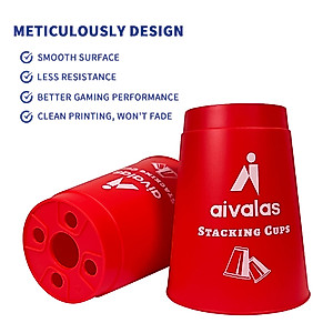 Aivalas Stacking Cups, Quick Stack Cups Game with 12 PCS Stacking Cups & Durable Carry Bag, Classic Stacking Games for Kids Adults Family(Red)