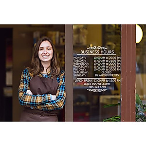 LOKAUS Professional Business Hours Sign Sticker Kit, Large Size Do It Yourself Hours Sign for Business, No Background Hour Customisable White Glass Window Sticker for Operation Sign, Outside Store Hours Vinyl Window Stickers.