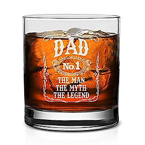 NeeNoNex Dad The Man The Myth The Legend Number One Whiskey Glass - Drinking Glass for Dad