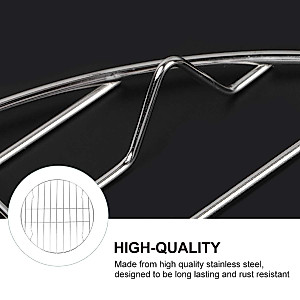 Cabilock Barbecue Wire Rack Stainless Steel Cooling Rack Round Bake Mesh Grid Grate Pizza Baking Rack for Outdoor Camping Hiking Silver 28cm (Without Black Baking Tray)