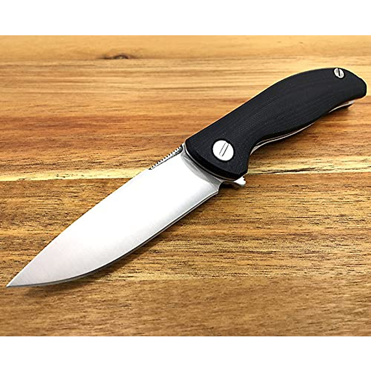 IVTT Survival Outdoor Folding Knife, EDC Multi Tool, Stainless Steel Blade with Satin Polished, G10 Handle, Bearing System, Good for Paring, Camping, Hiking, Cycling(Black)