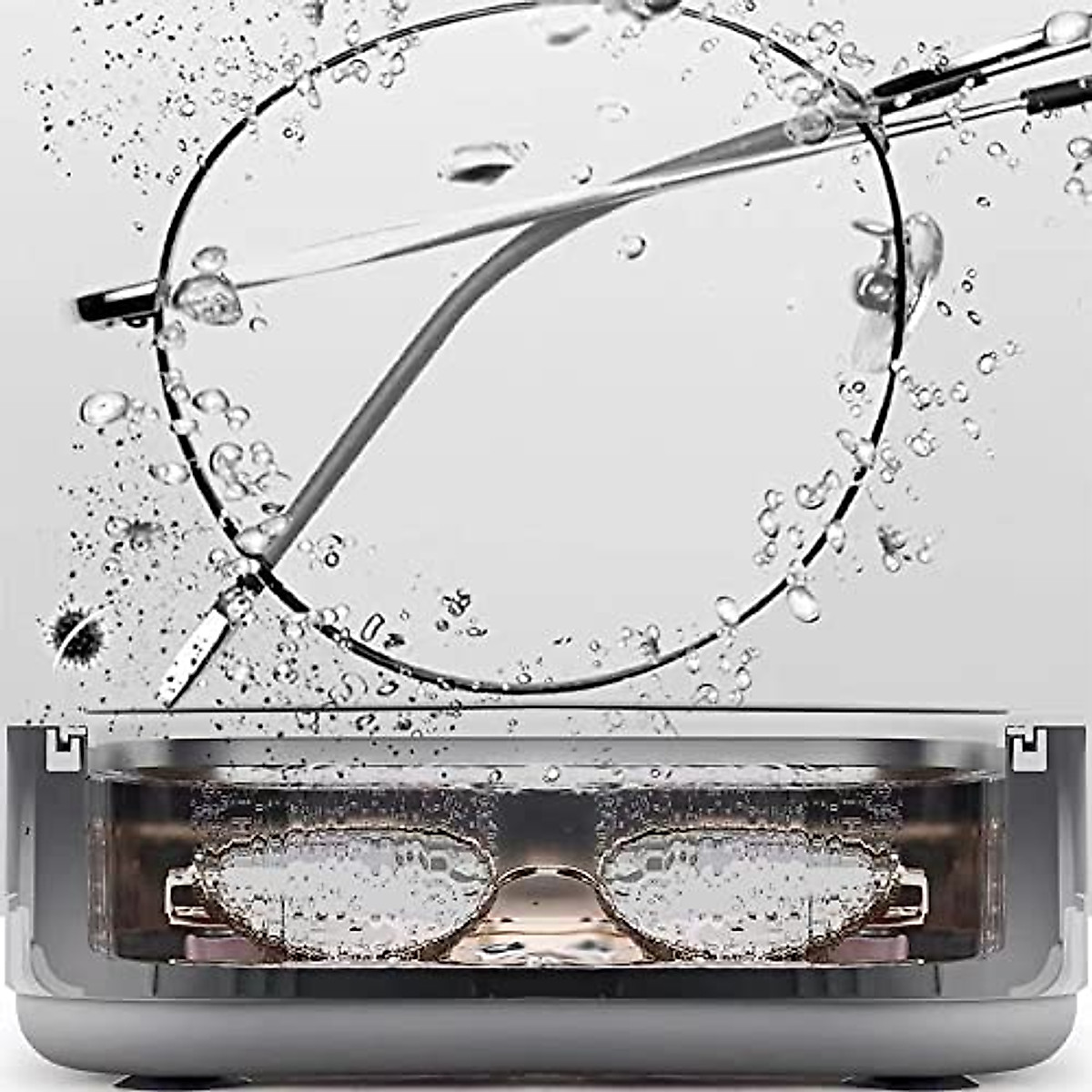 AKEISHE Glasses Cleaner, Ultrasonic Jewelry Cleaner Machine for Watches, Razors, Coins,Rings&Daily Supplies