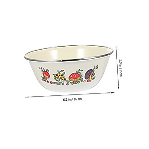 Luxshiny 10 Pcs Salad Bowl Large Decorative Bowl Metal Container with Lid Salad Bowls with Lids Breakfast Bowl Salad Serving Bowl Wash Basin and Iron Enamel Lard Basins Lard Storage Basins