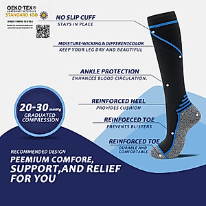 fenglaoda 8 Pairs Compression Socks for Men & Women 20-30 mmHg Knee High Nurse Pregnant Running Medical and Travel Athletic