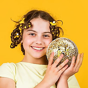 Honeydak 5 Pieces Glass Mosaic Sphere Decorative Balls for Centerpiece Bowls Turquoise Decorative Glass Balls Orbs Decorative Vases Fillers for Home Decoration Dining Table Bowls Tray, Blue,gold