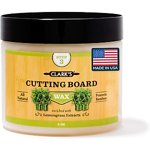 CLARK'S Cutting Board Wax Food Grade - All Natural Butcher Block Conditioner for Wooden Kitchen Utensils - Food Grade Beeswax for Cutting Board - Enriched with Lemongrass Extracts - 6oz