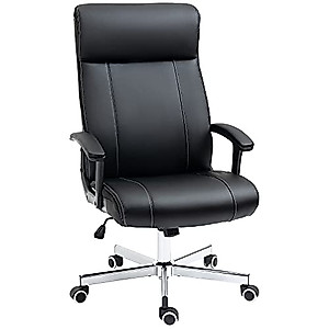 Vinsetto Executive Office Chair, PU Leather Computer Chair with 360 Degree Swivel Wheels, Adjustable Height, Tilt Function, Black
