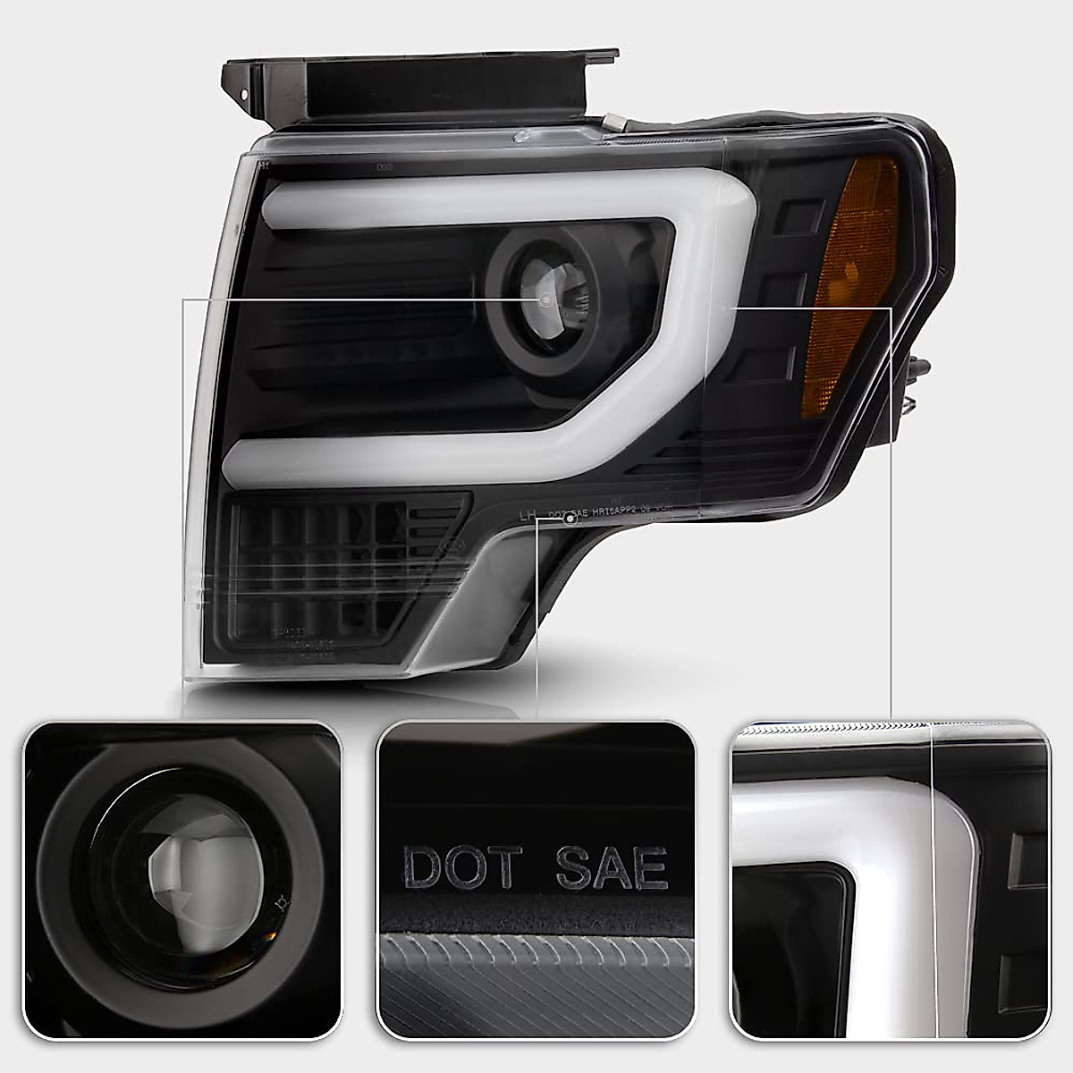 ACANII - For [HID/Xenon Model] 2013-2014 Ford F150 Truck LED Signal Built-In Low/High LED Projector Headlights Headlamps