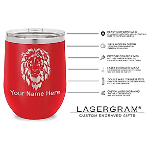 LaserGram Double Wall Stainless Steel Wine Glass Tumbler, Crab, Personalized Engraving Included (Red)
