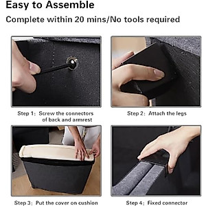 RVEE U-Shaped Convertible Sectional Sofa with USB Charging Station Wide Chaise Lounge Modern Modular Couch with Ottomans Sleeper Sofa with Storage Seat (Dark Gray, U-Shaped 7 Seater B)