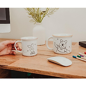 Disney Winnie the Pooh and Piglet Ceramic Camper Mugs | Set of 2