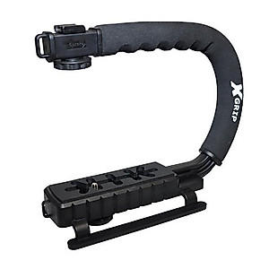 Opteka VM-8 Mini-Shotgun Microphone X-Grip Professional Camera/Camcorder Action Stabilizing Handle with Accessory Shoe for Flash, Mic, or Video Light