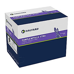 HALYARD Purple Nitrile-Xtra Exam Gloves, Sterile (Individually Wrapped), Powder-Free, 5.9 mil, 12", Purple, Large, 14262 (Box of 100/50 Pairs)