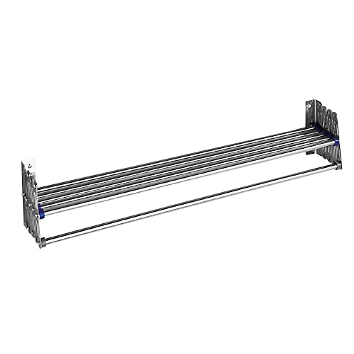 WENKO Seche-linge télescopique - longueur de séchage 3,3 m, extensible, résistant aux intempéries, montage mural, Acier inoxydable, 70 x 12.5 x 11-35 cm, Argent brillant