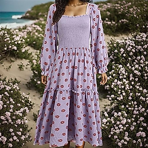 Aline Dress for Women Sun Dress Beach Womens Short White Dress Swing Long Strapless Dresses for Women Lantern Long Sleeve Vestidos de Mujer rojos Cortos Shift Dresses Elegant Dresses for Women tie