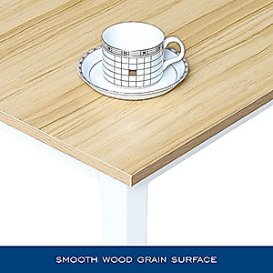 HOMOOI Dining Table Set for 4, 3 Pieces Kitchen Table with 2 Benches, Modern Wood Grains Table and Chairs Dinette Set for Home Kitchen, Dining Room, Restaurant, White