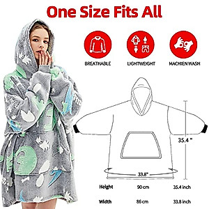 Chavish Wearable Blanket Hoodie Oversized, Glow in The Dark Soft Plush Warm Hooded Blanket Sweatshirt for Adults Women Men Kids