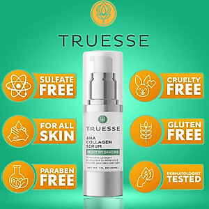 TRUESSE AHA Collagen Serum - Serum for Face - Collagen Peptide - Nighttime Moisturizer - Anti-Aging Serum - Overnight Facial Serum, 1 fl oz…