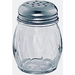 Tezzorio (Set of 12) 6-Ounce Polycarbonate Cheese Shaker with Perforated Top, Swirl Cheese Shakers with Stainless Steel Lids, Restaurant Cheese and Spices Shakers