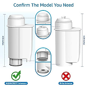 AQUACREST TÜV SÜD Certified Coffee Water Filter, Replacement for Brita® Intenza® Water Filter Gaggia®, Philips®, Saeco®, CA6702/00, Intenza® Coffee Filter (Pack of 4)