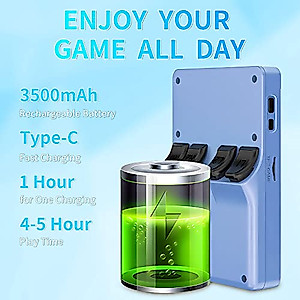 SERYUB RGB20S Handheld Game Console 3.5 inch HD Screen, Retro Consoles Classic Emulator Gaming Pre-Installed System Plug-in Headphones Preinstalled Hand Held Video Games System 64GB(Blue)