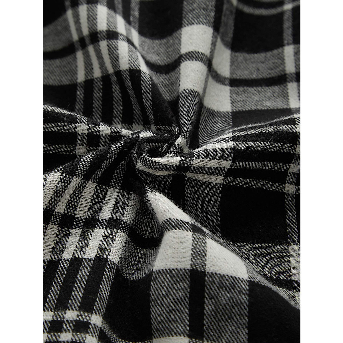 SweatyRocks Women's Long Sleeve Plaid Hoodie Jacket Button Down Blouse Tops Black White Medium