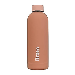 BRAVO Stainless steel Water bottle: Stay Hydrated in Style and Sustainability. Double Wall Vacuum Insulated Thermos, Leakproof, Matte Coated, 17 Ounces, (Pink)