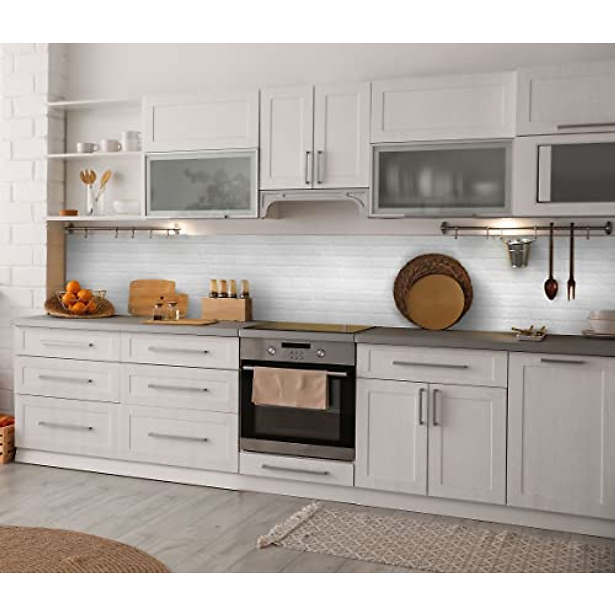 Retro-Art 3D Backsplash Wall Panels for Kitchen, Pack of 10, Brick in Paintable White, PVC, 24.5 x 18.5, Cover 31.48 sq.ft. 703540