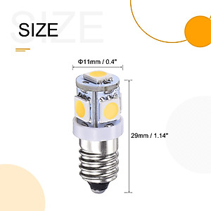 MECCANIXITY E10 Screw Base LED Bulbs 5-5050 DC 12V 1W Mini Lights Interior Lamps, Warm White Pack of 4