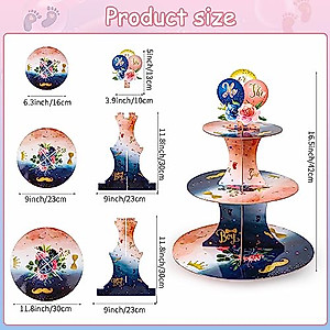 Gender Reveal Party Cupcake Stand Decorations, Blue and Pink 3 Tier Baby Shower Cupcake Toppers Dessert Holder Snack Tray Stand Tower for Boy Girl Baby Gender Reveal Birthday Party Favors