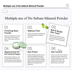 SoltreeBundle 2pcs No Sebum Mineral Powder 5g Korea Skincare with SoltreeBundle Oil Blotting Paper 50pcs
