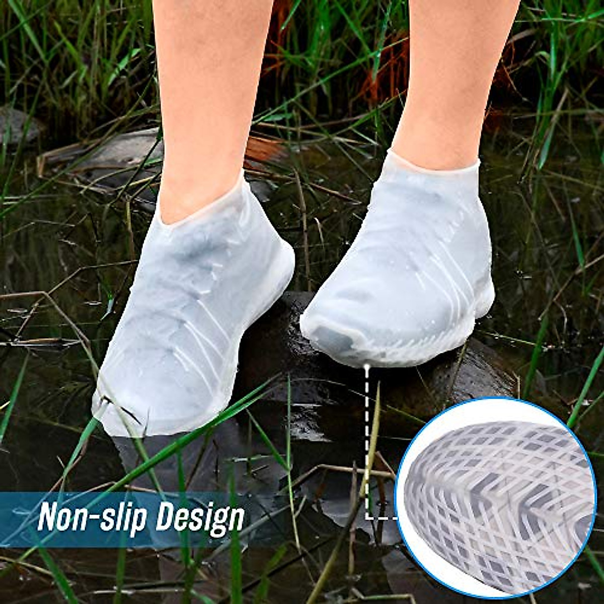 LEGELITE Reusable Silicone Waterproof Shoe Covers, No-Slip Silicone Rubber, Reusable Overshoes Protectors for Kids, Men and Women
