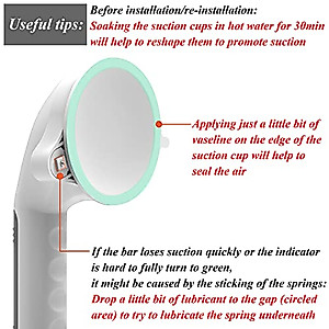 AmeriLuck 16.5inch 2 Pack Suction Balance Assist Bathroom Shower Handle,Bath Grab Bar with Indicators(White/Grey)