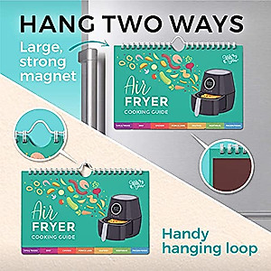 Willa Flare Air Fryer Magnetic Cheat Sheet Cooking Times Reference Guide for 80 Foods - Flip Chart and 6 Vinyl Decal Stickers | Perfectly Fry Family Favorites like Pizza, Chicken Nuggets, French Fries