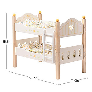 ROBOTIME Baby Doll Bunk Beds, Doll Cribs for 18 inch Dolls, Wooden Doll Beds Cribs fits American Girls (Wood, 2 Pcs Beds)