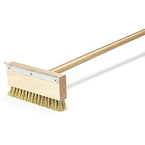 Carlisle FoodService Products 4152000 Oven Brush & Scraper With Handle, 8-1/2" Wide, 1-1/4" Brass Bristles, 42" Long Hardwood Handle