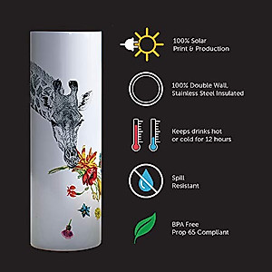Tree-Free Greetings Checking in Giraffe Vacuum-Insulated Stainless Steel Sportiva Tumbler, With Internal Straw, 17 Ounce