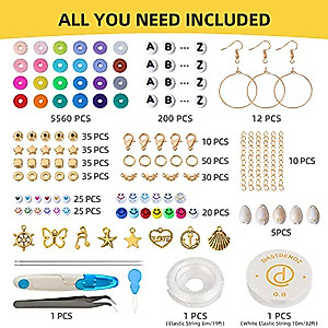 DASTRENDZ 6000+ Polymer Clay Beads Bracelet Making Kit Flat Round Clay Beads Heishe Beads for Jewelry Bracelets Necklace Making Kit Adult Kidz, Fun Craft Kit, Teen Girl Gifts Jewelry Making Kit