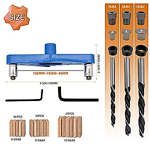 AeKeatDa 74 PCS Self Centering Dowel Jig Kit with Dowel Pins and Bits for Working Drilling and Marking